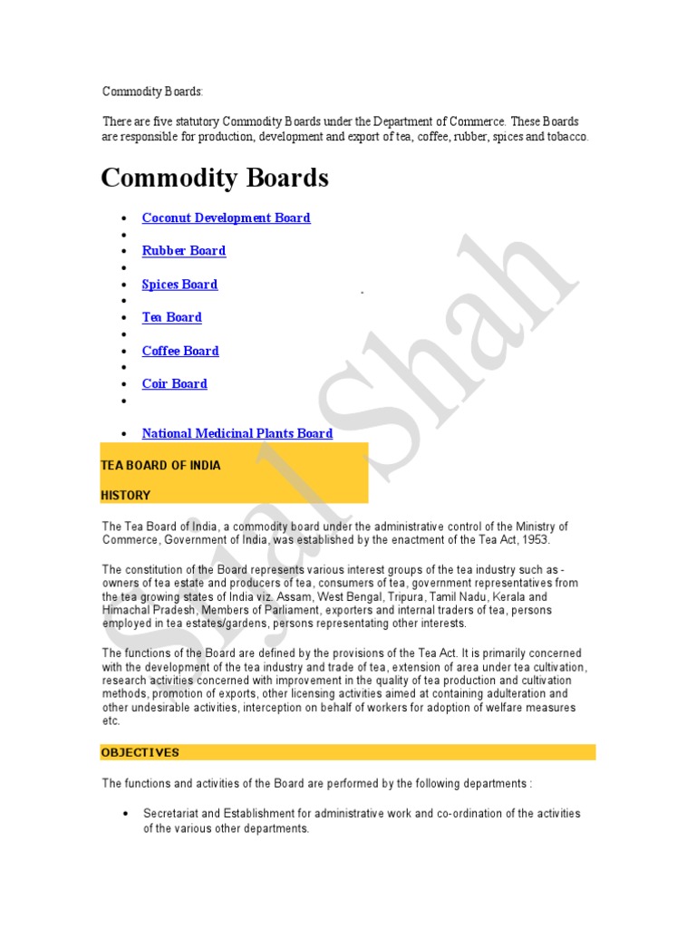 Commodity Boards | PDF | Exports | Agriculture