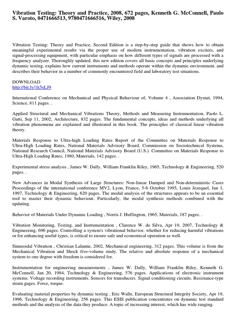 Vibration Testing Theory and Practice | PDF | Instrumentation | Engineering