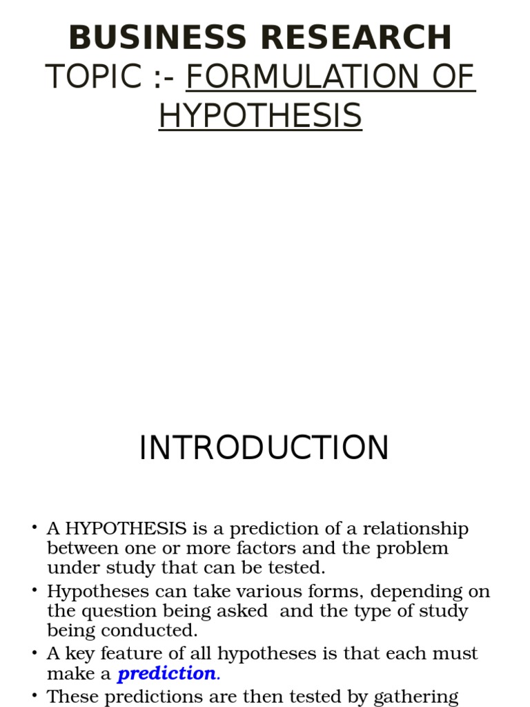 Formulation of Hypothesis | PDF | Null Hypothesis | Hypothesis