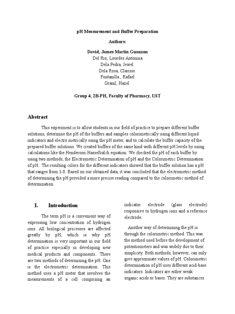 PH Measurement and Buffer Preparation | PDF | Ph | Buffer Solution