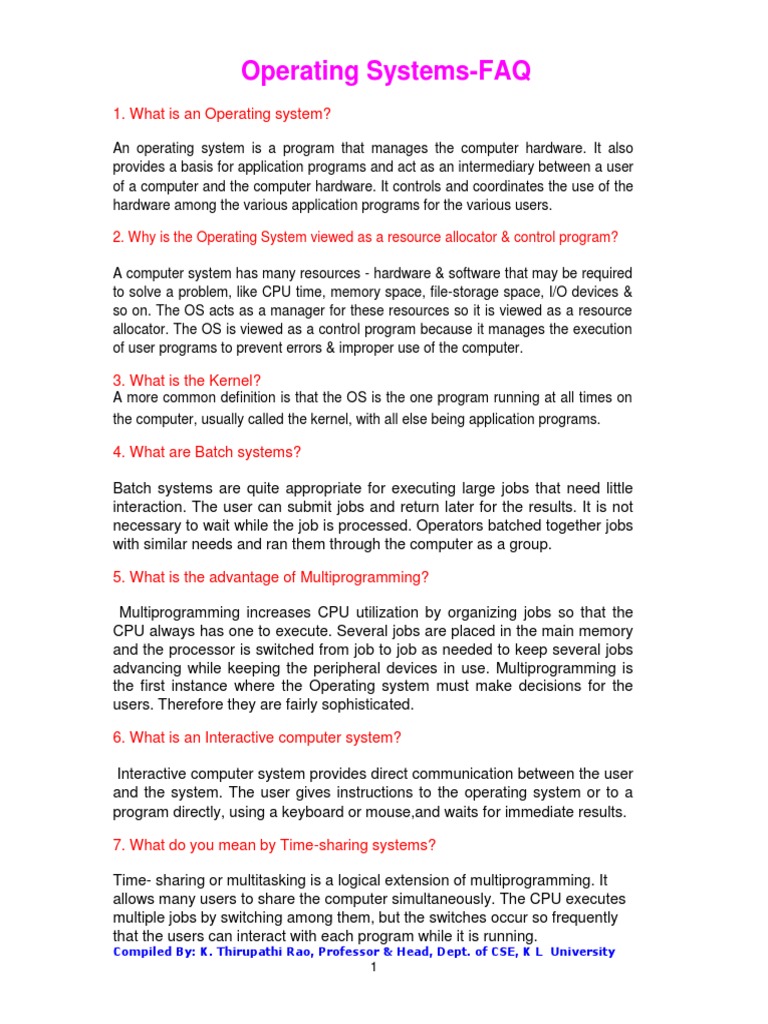 Operating System | Download Free PDF | Thread (Computing) | Scheduling ...