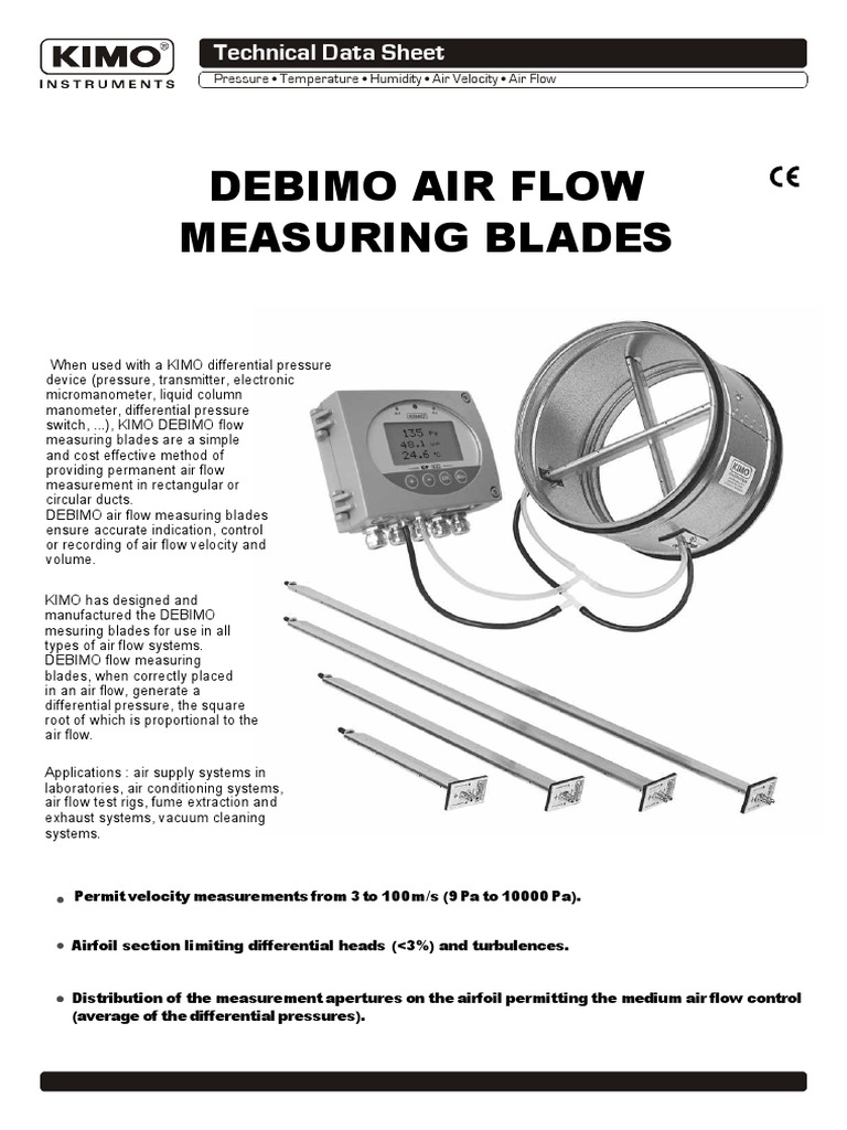 Kimo Debimo Airflow Blade Data Sheet | PDF | Pressure Measurement ...