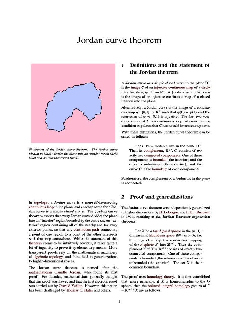 Jordan Curve Theorem | PDF | Topological Spaces | Geometric Topology