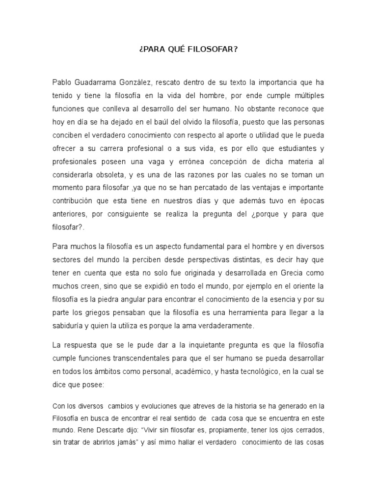 Para Que Filosofar | Descargar gratis PDF | Conocimiento | Verdad
