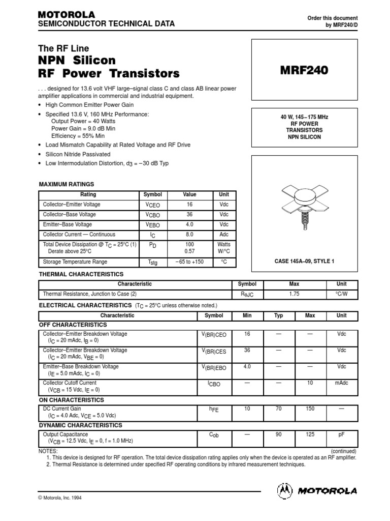 MRF240 | PDF