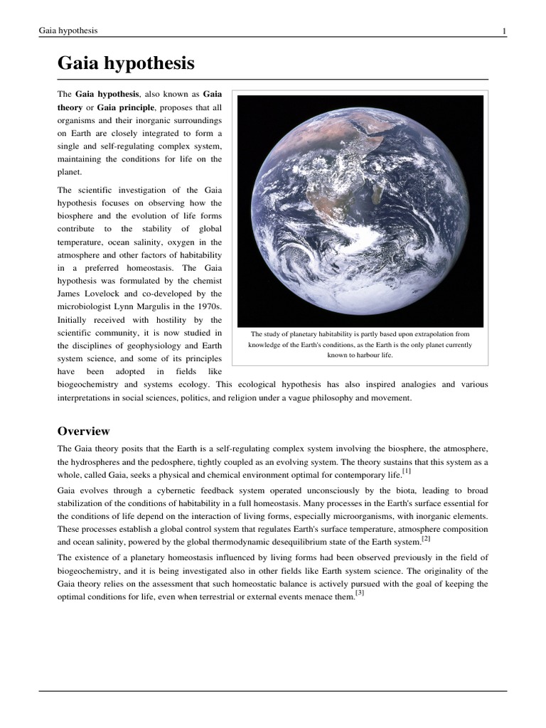 Gaia Hypothesis | Gaia Hypothesis | Earth Sciences