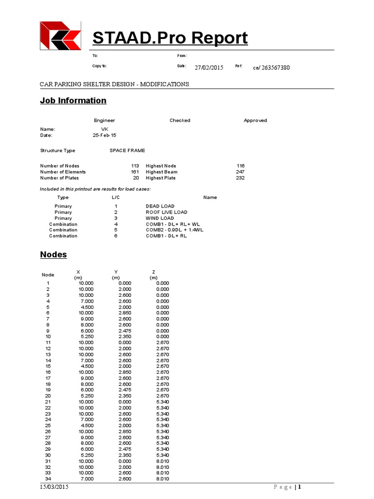 Structural Analysis Report for Modifications to a Car Parking Shelter ...