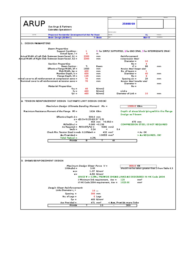 Beam Desgin Sheet | PDF | Beam (Structure) | Applied And ...