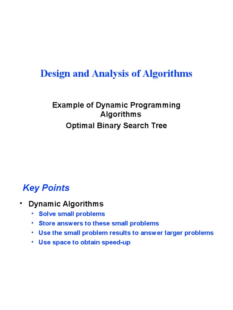 Optimal Binary Search Tree | PDF | Algorithms | Algorithms And Data ...