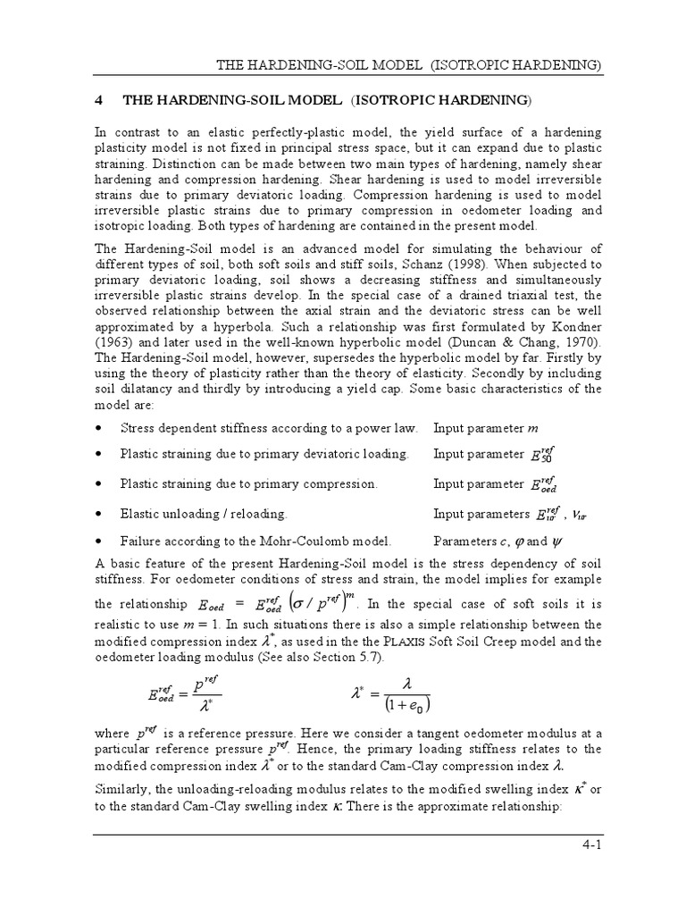 The Hardening-Soil Model | PDF | Yield (Engineering) | Young's Modulus