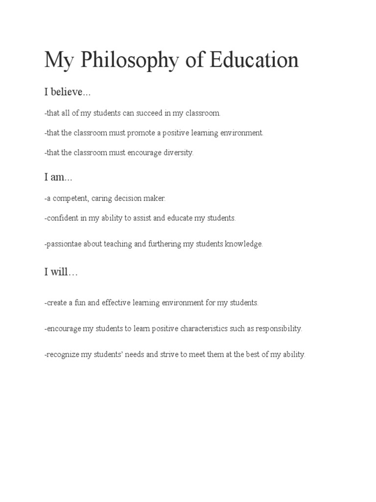 My Philosophy of Education | PDF | Career & Growth