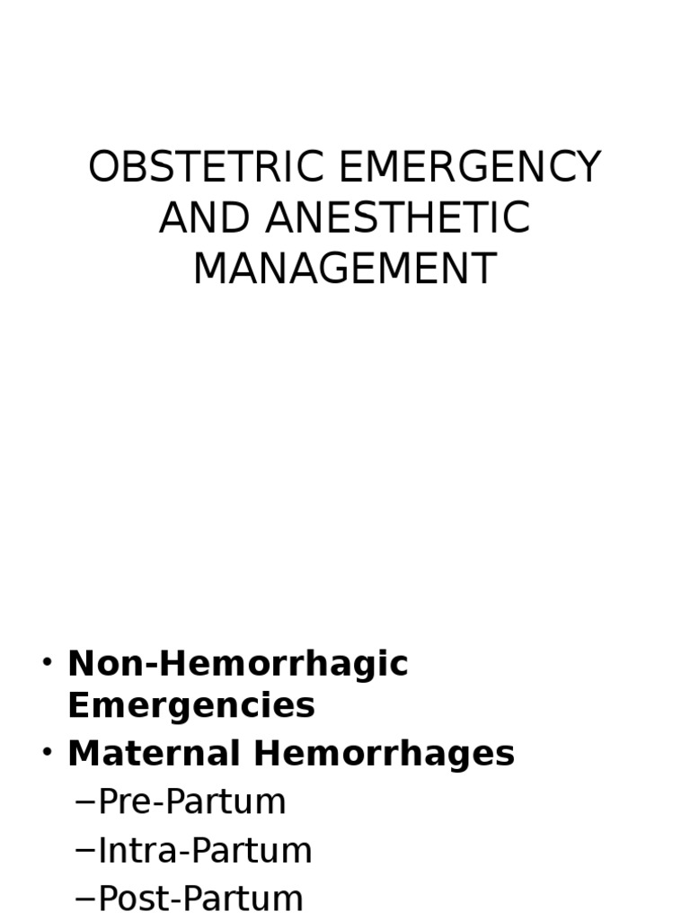 Obstetric Emergencies: Anesthetic Guide | PDF | Fetus | Childbirth