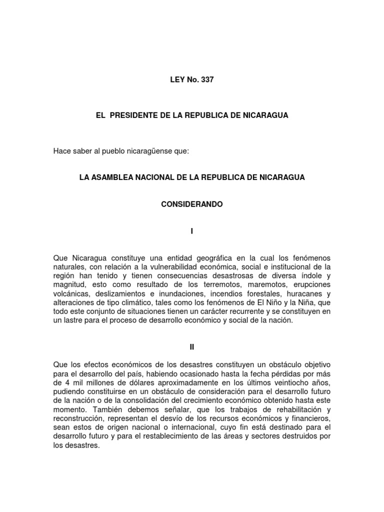 Ley 337 Sinapred | PDF