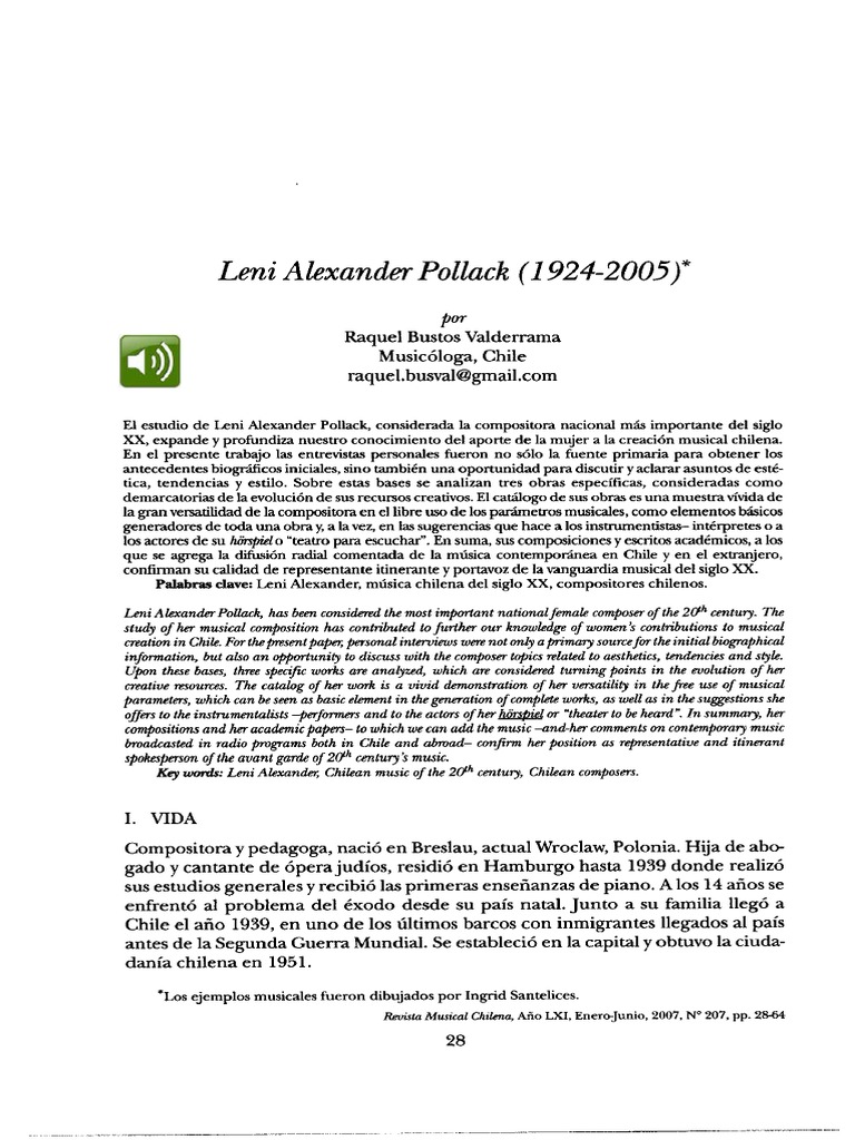 Biografía de Leni Alexander Pollack | PDF | Composiciones Musicales | Piano