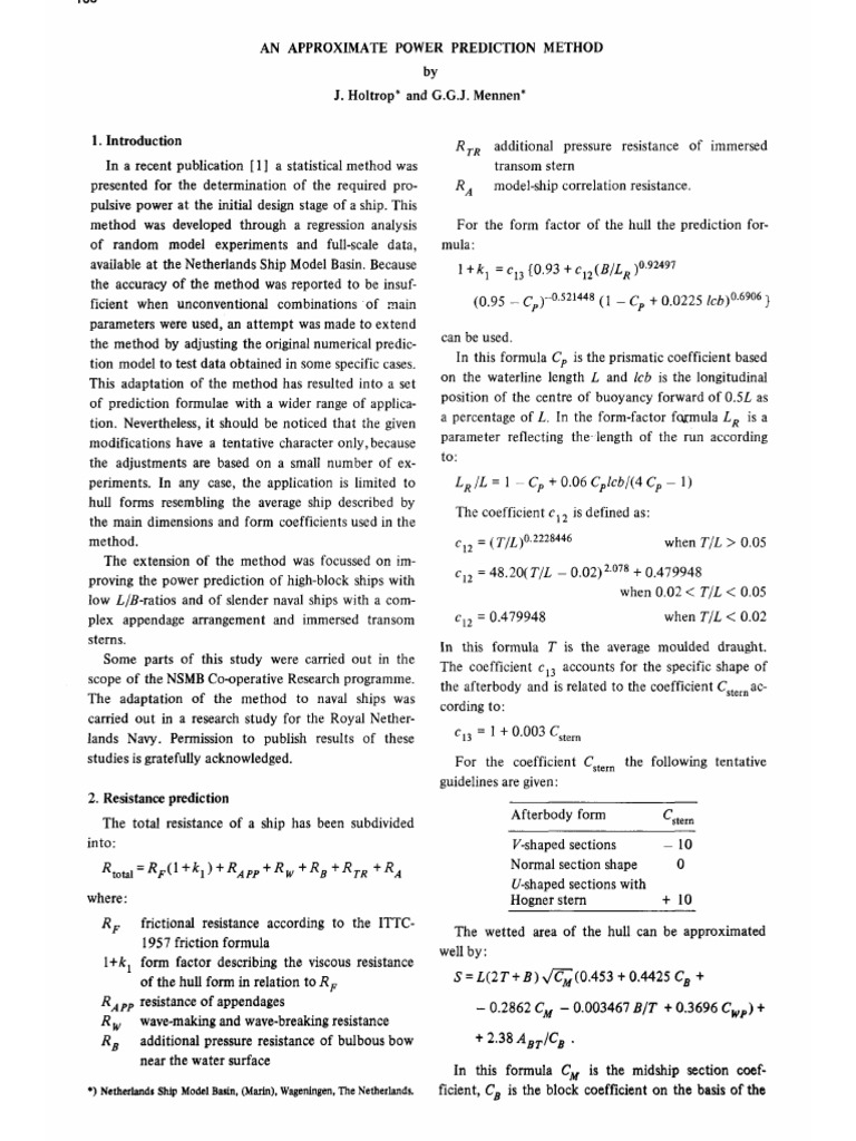 Holtrop Method | PDF