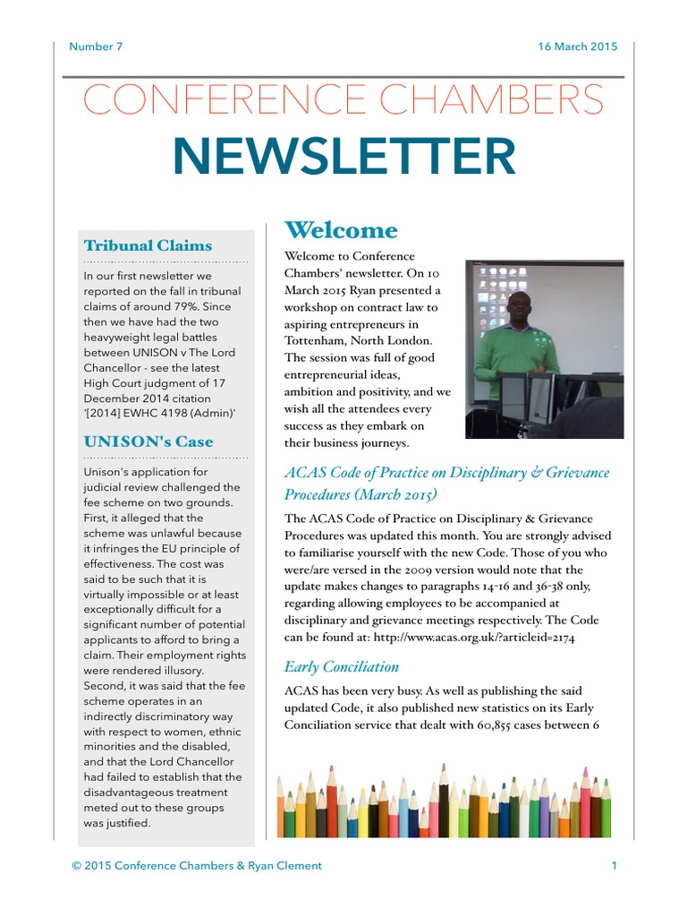 Conference Chambers Newsletter No7 - 16.3.15 | PDF | Employment ...