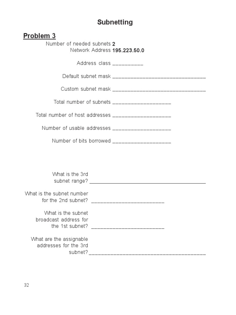 IP Addressing and Subnetting Workbook - Student Version 1.5 | PDF ...