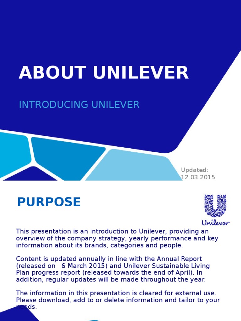 About Unilever Presentation | Unilever | Sustainability