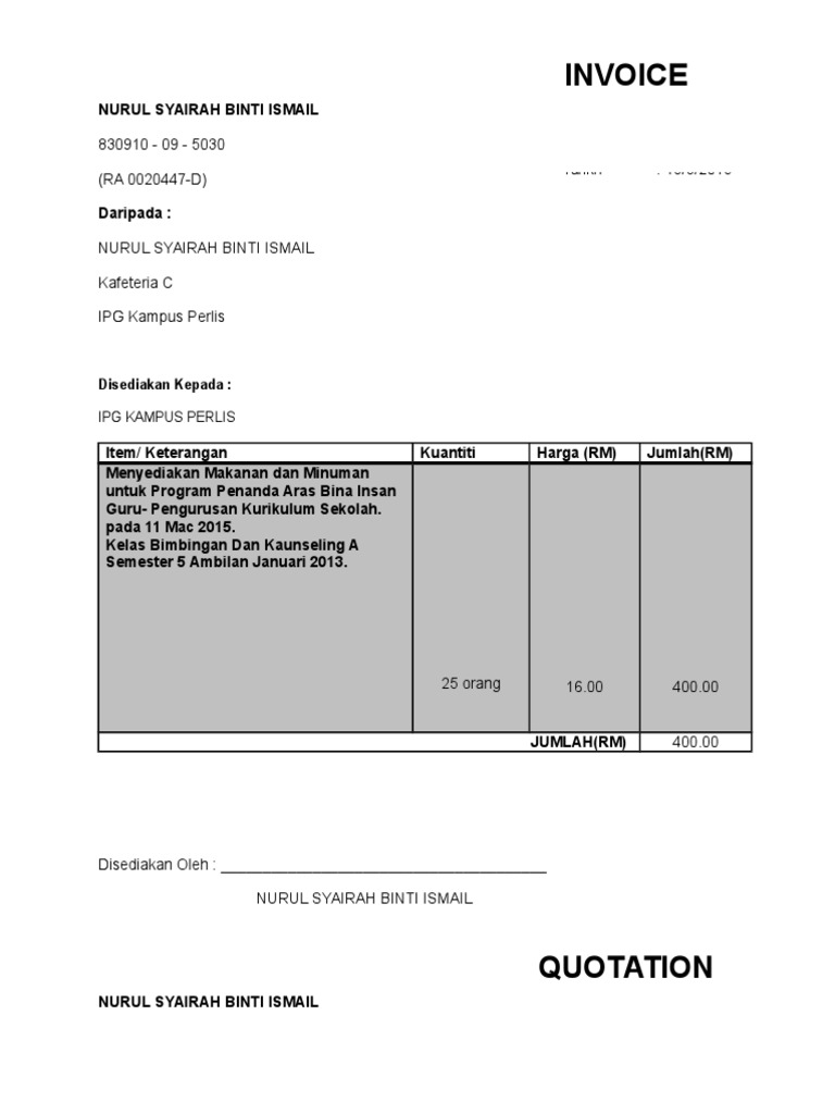 Contoh Invoice Makanan | PDF