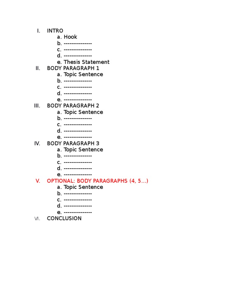 Structured Essay Outline Guide | PDF | Teaching Methods & Materials ...
