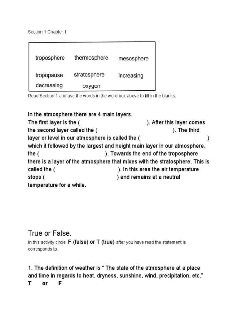 Atmospheric Layers Quiz | PDF