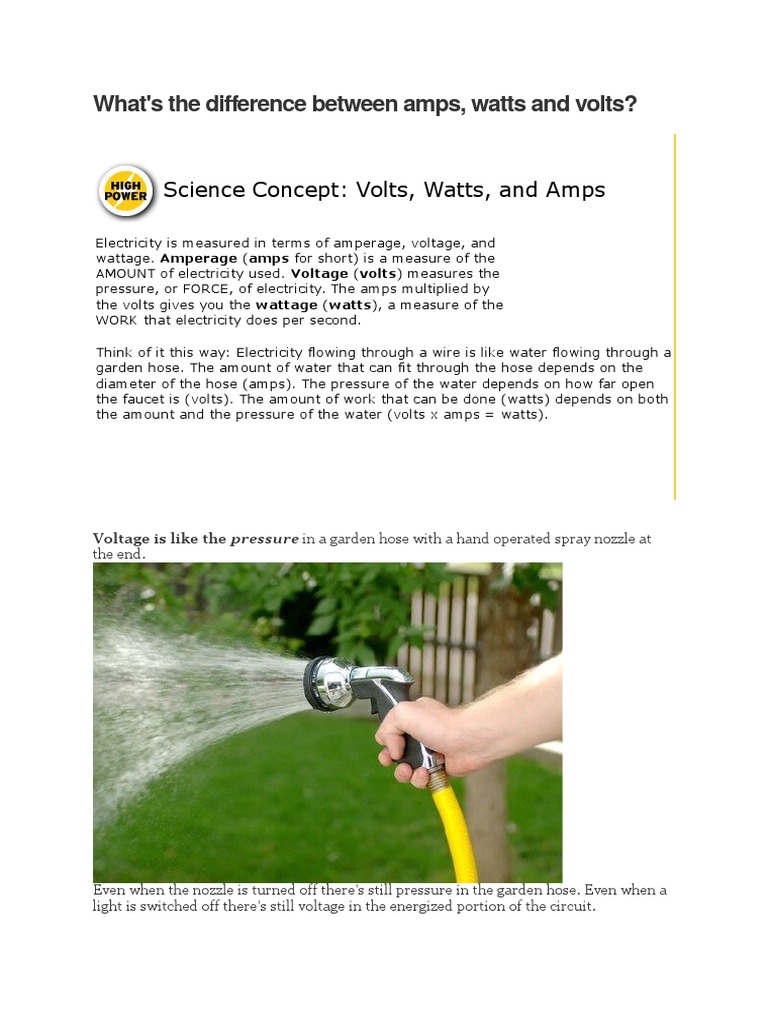 Understanding Amps, Volts, and Watts | PDF | Ac Power | Electric Current
