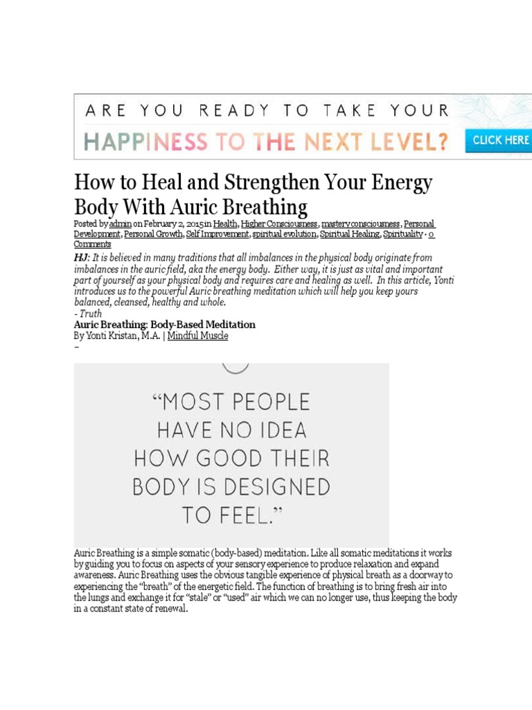 How To Heal and Strengthen Your Energy Body With Auric Breathing | PDF | Breathing | Meditation
