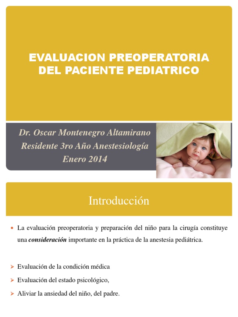 10 Evaluacion Preoperatoria Del Paciente Pediatrico MR Montenegro | PDF ...