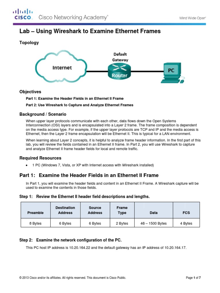 Lab2 - Using Wireshark To Examine Ethernet Frames | PDF | Ethernet | Network Interface Controller