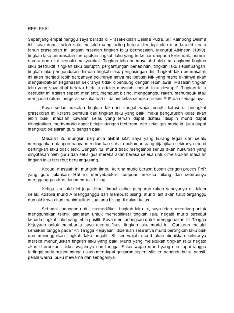 Refleksi Pengajaran Prasekolah | PDF