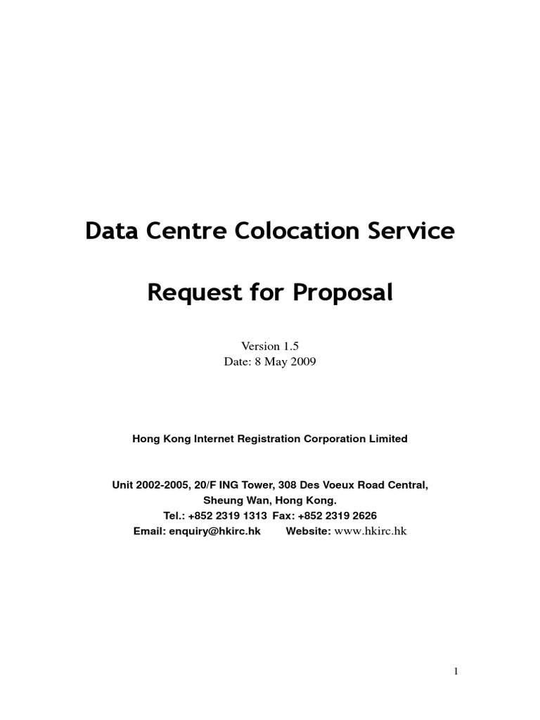 HKIRC Data Center Colocation RFP | PDF | Information Security | Data Center