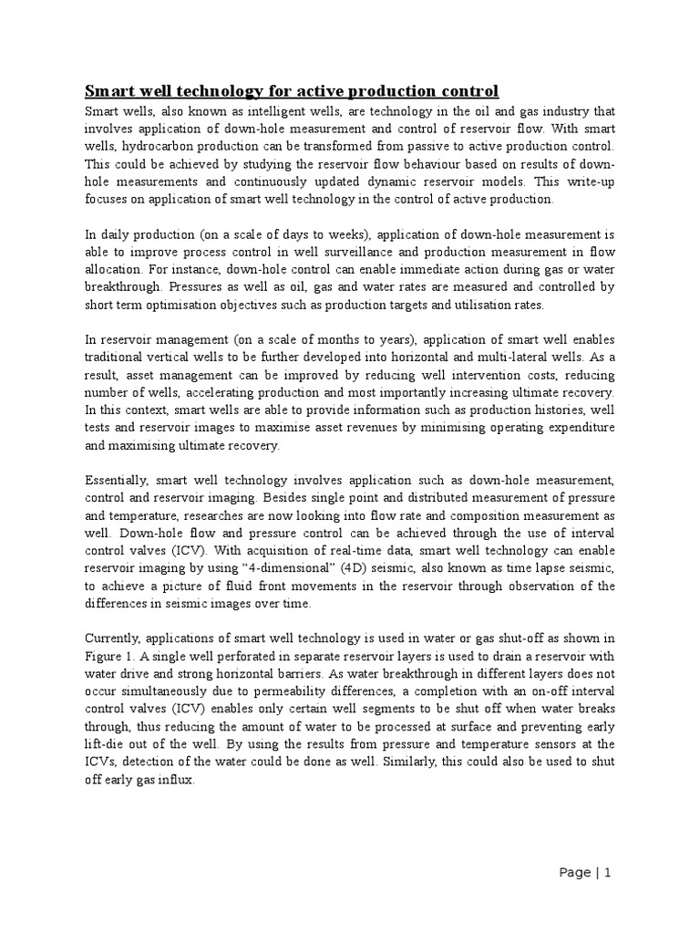 Smart Well Technology For Active Production Control | PDF | Petroleum ...