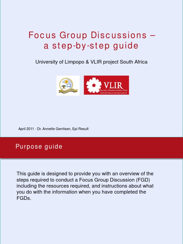 Focus Group Discussion Step by Step Guide | Focus Group | Facilitator