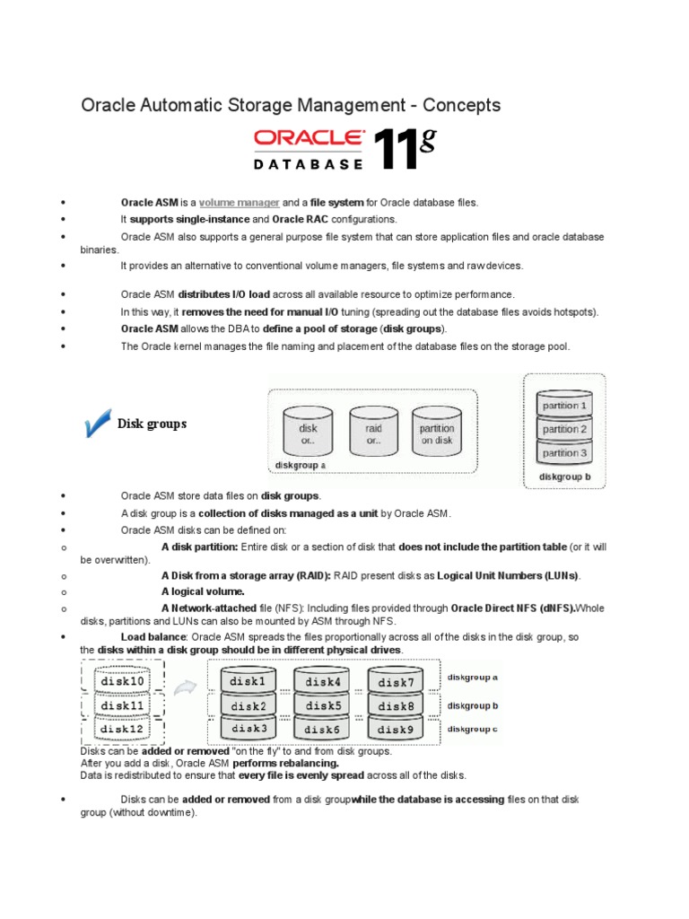 Oracle Automatic Storage Management Concepts Disk Groups Download Free Pdf Oracle