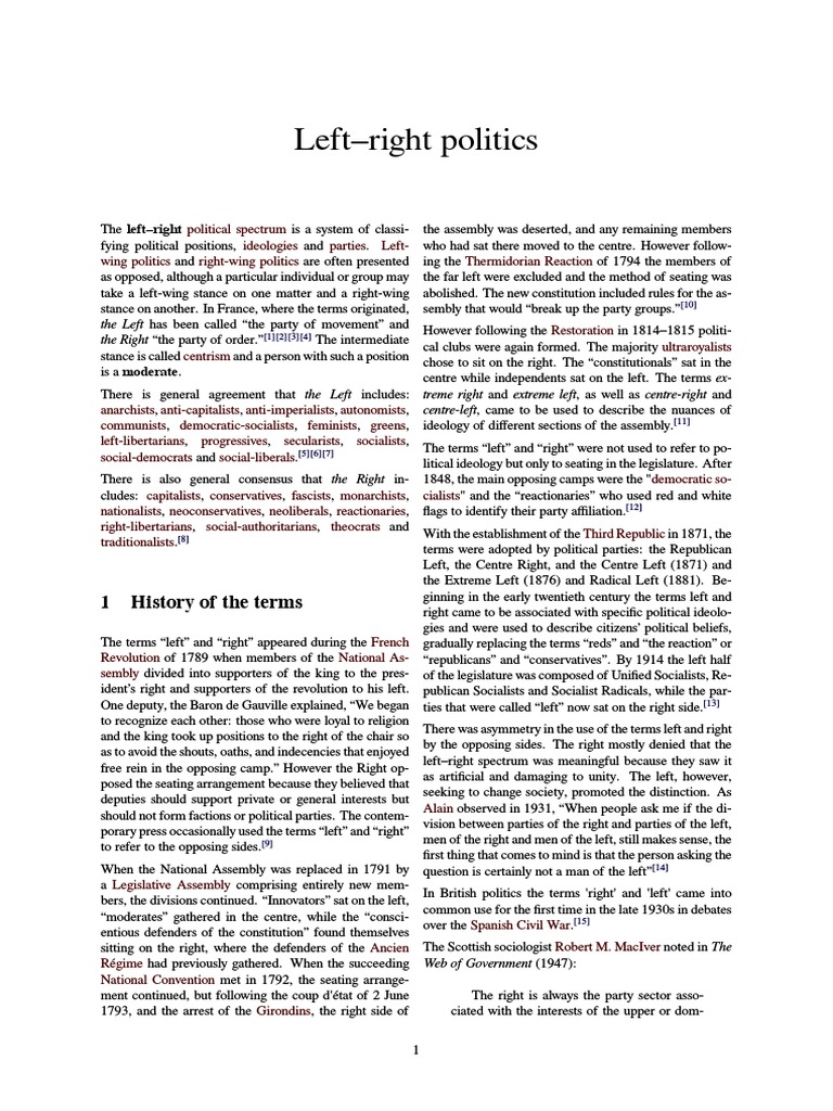 Left-Right Politics | PDF | Right Wing Politics | Left Wing Politics