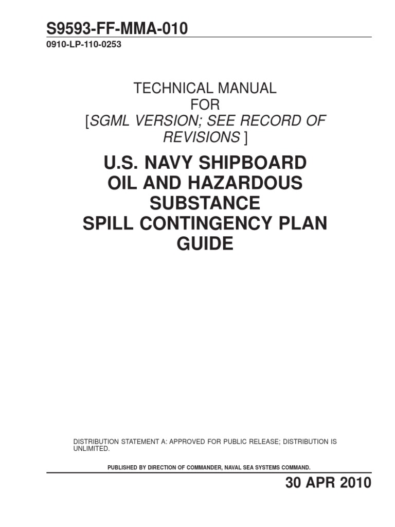U.S. Navy Shipboard Oil Spill Contingency Plan (SOSCP) Guidance | Oil ...