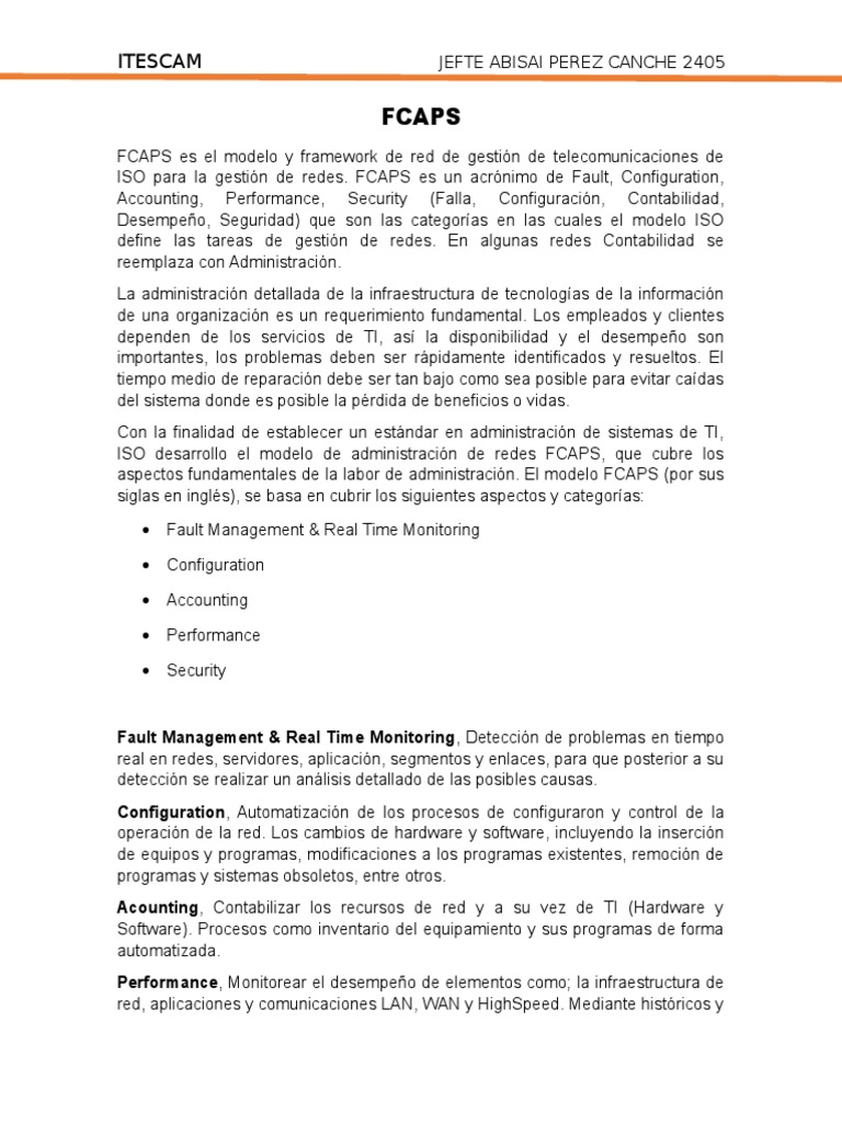FCAPS | PDF | Tecnologías de la información | Telecomunicaciones