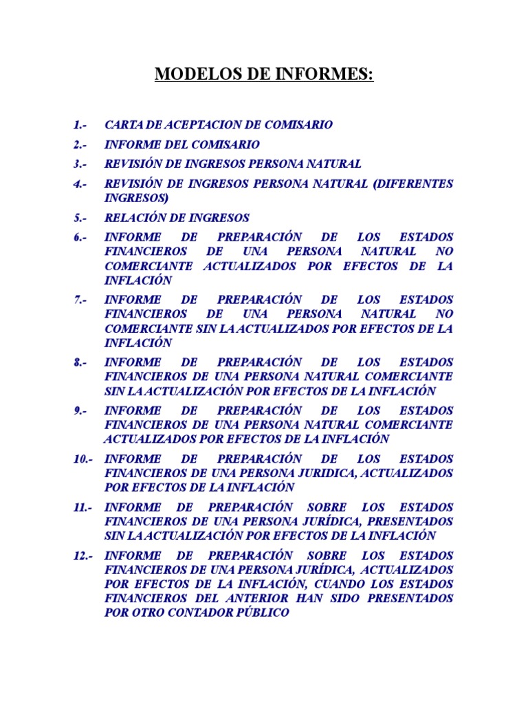 Modelos de Informes Contables y Financieros | PDF | Auditoría ...