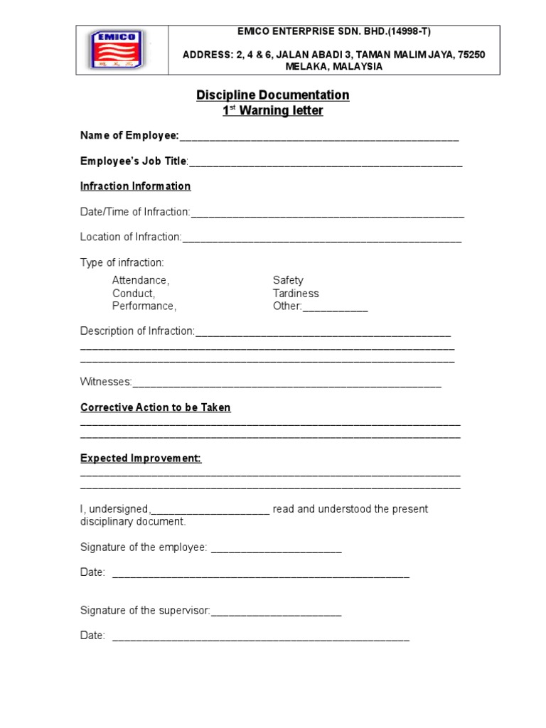 Employee Warning Letter Template | PDF | Business