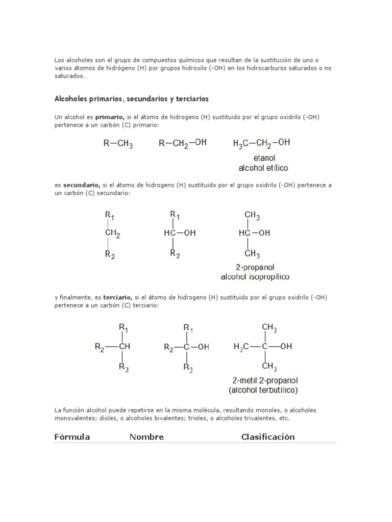 Los Alcoholes Son El Grupo de Compuestos Químicos Que Resultan de La ...