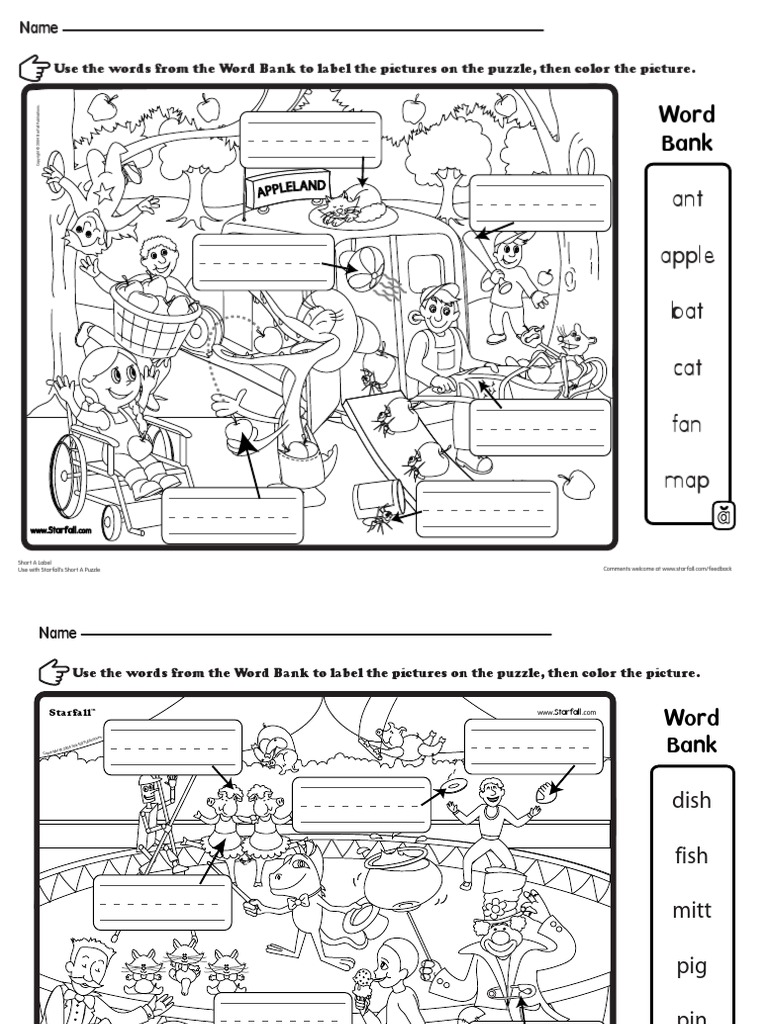 Starfall Activity Pages | PDF | Word Search | Games Of Mental Skill