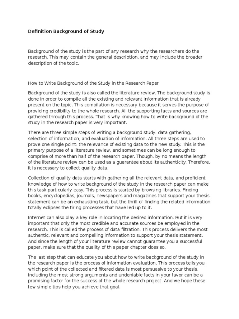 Background of Study | PDF | Academic Publishing | Literature Review