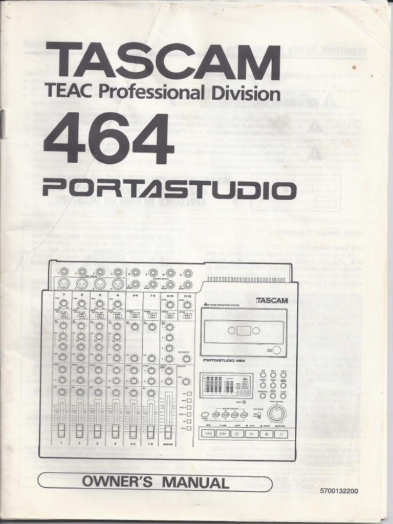 Tascam 464 Portastudio Owner's Manual | PDF | Electrical Engineering ...
