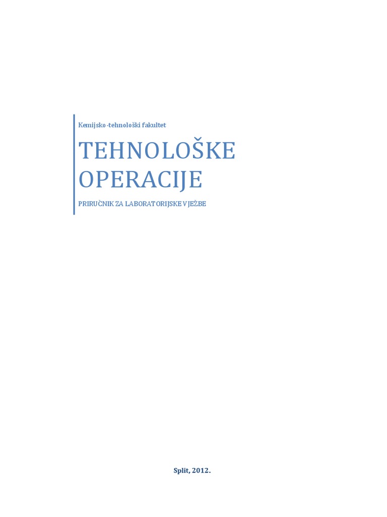 TehnoloÅ¡ke Operacije Skripta 2012 PDF | PDF