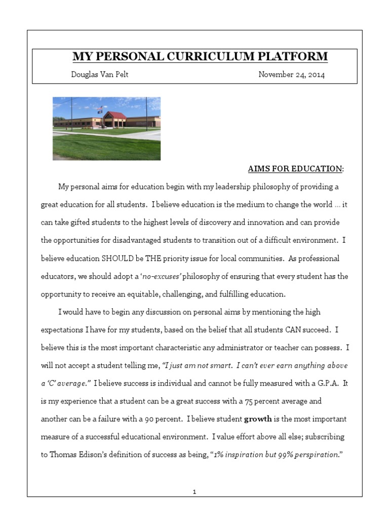 Edu601 - Personal Curriculum Platform | PDF | Curriculum | Special ...