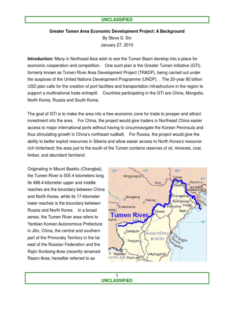 Greater Tumen Area Economic Development Project-A Background | PDF ...