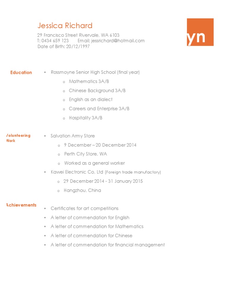 Jessica Richard's Resume Overview | PDF