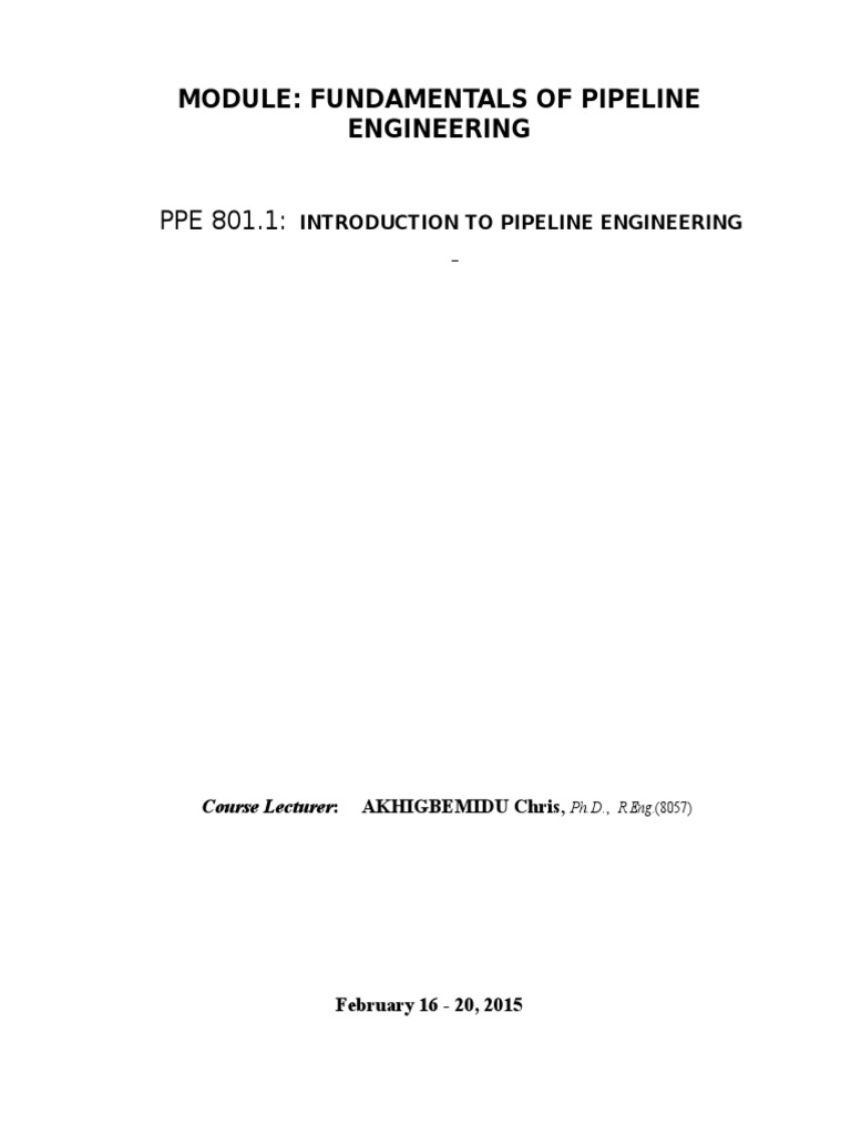 Intro To Pipeline Eng Pdf Pipeline Transport Pipe Fluid Conveyance