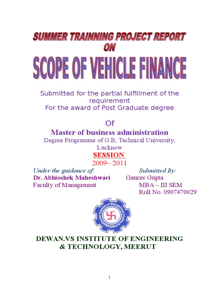 Scope of Vehicle Finance in Ghaziabad | PDF | Finance & Money Management