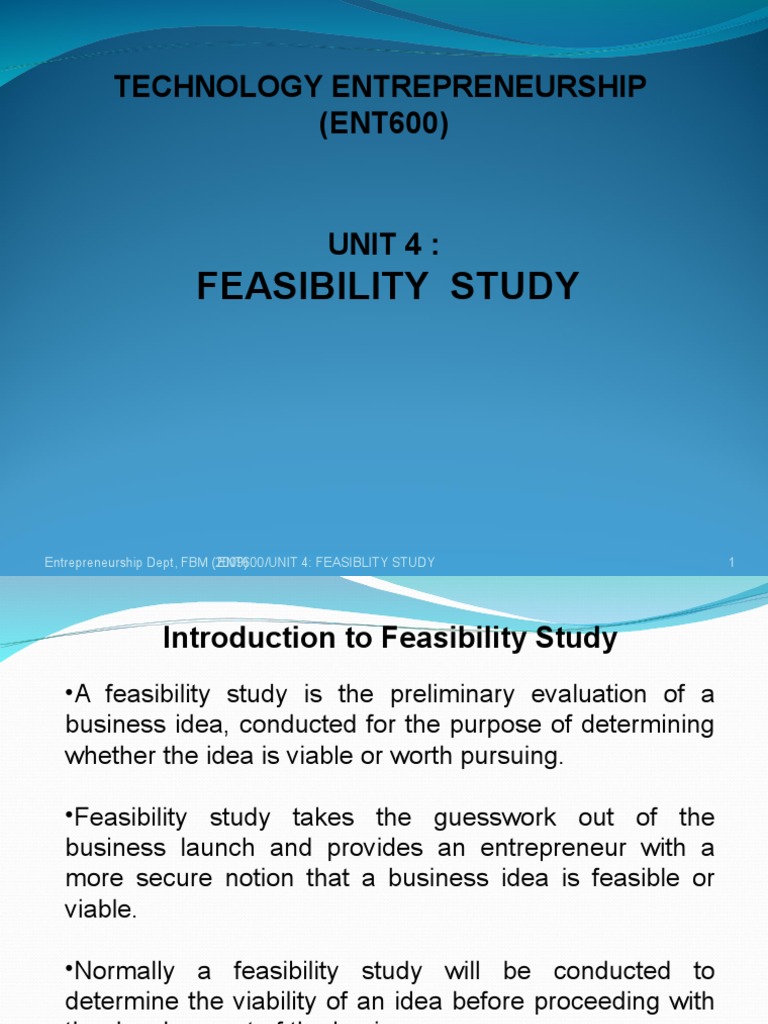 Feasibility Study Guide ENT600 | PDF | Feasibility Study | Entrepreneurship
